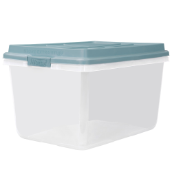 40 Quart Hefty® Hi-Rise™ Clear Storage Bin with Blue Lid - 24.04" L x ...