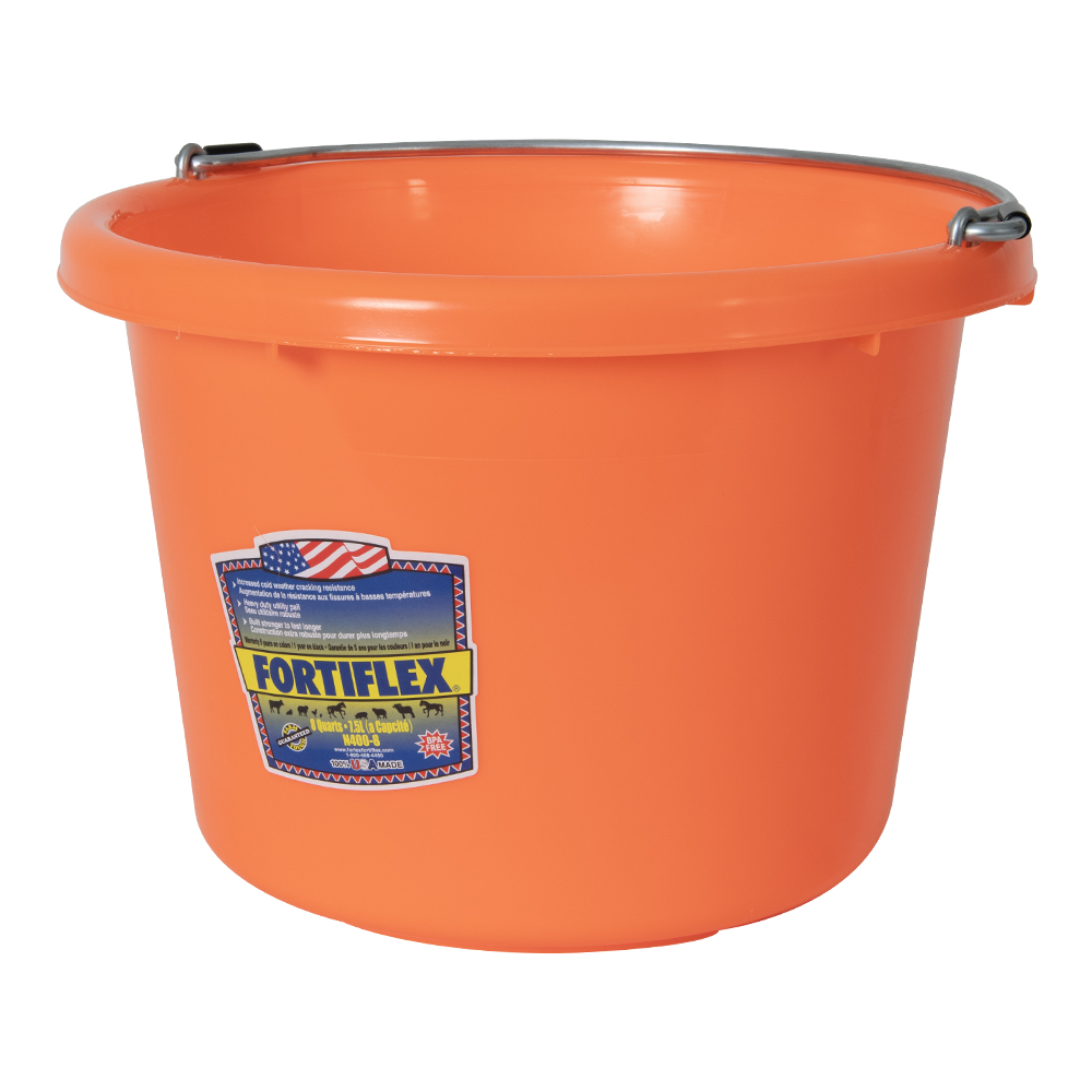8 Quart Tangerine Orange Molded Rubber-Polyethylene Pail | U.S. Plastic ...