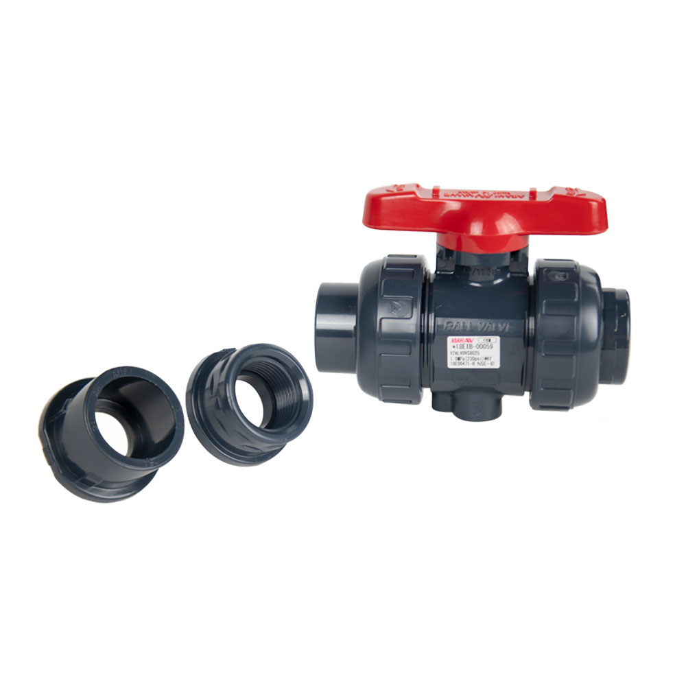 1" Socket & Threaded PVC True Union Ball Valve with FKM O-Rings | U.S ...