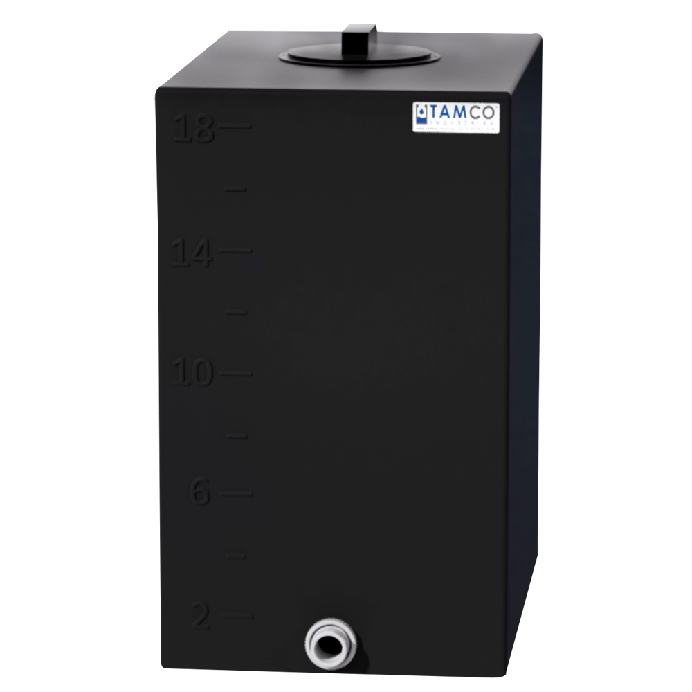 18 Gallon Black LLDPE Rectangular Utility Tamco® Tank with 8" Gasketed ...