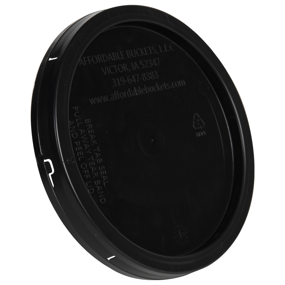 1 Gallon Black Economy Round Bucket Lid with Tear Tab | U.S. Plastic Corp.