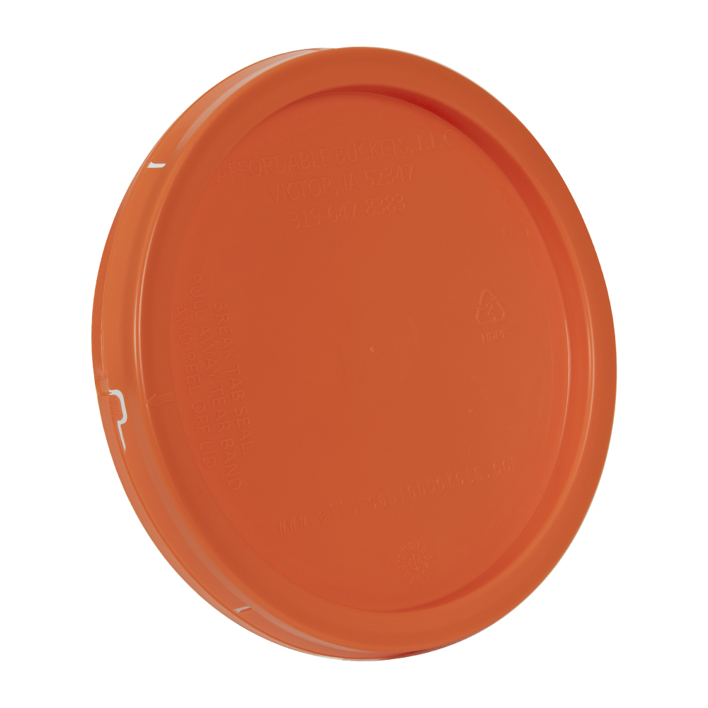 1 Gallon Orange HDPE Economy Round Bucket Lid with Tear Tab | U.S ...