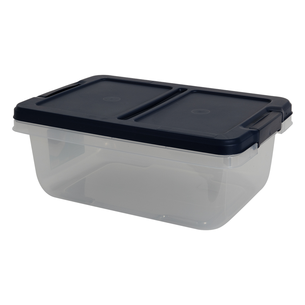 15 Quart Home Logic Translucent Storage Bin with Dark Blue Lid - 16.79 ...