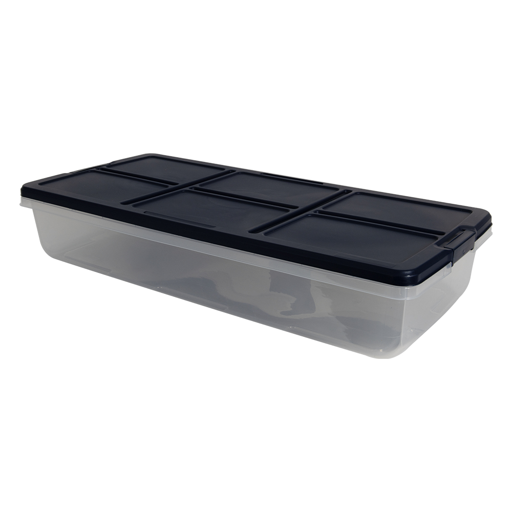 52 Quart Home Logic Translucent Storage Bin with Dark Blue Lid - 36.0 ...