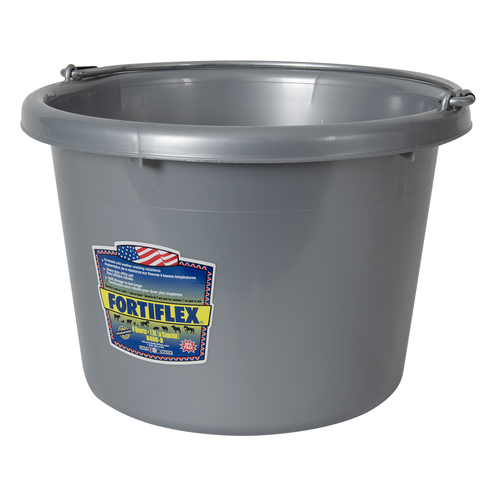 8 Quart Silver Molded Rubber-Polyethylene Pail | U.S. Plastic Corp.