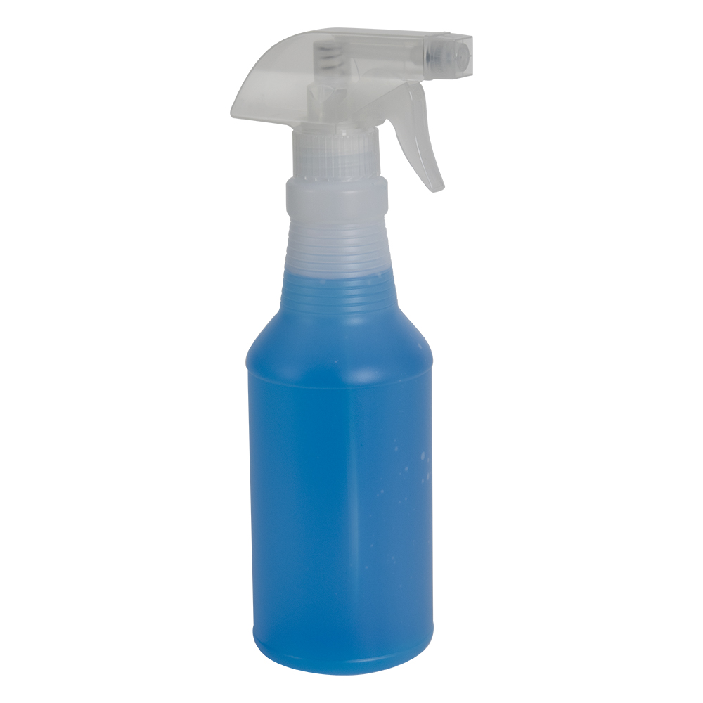16 oz. Natural HDPE Spray Bottle with 28/400 Color-Coded Food-Grade ...