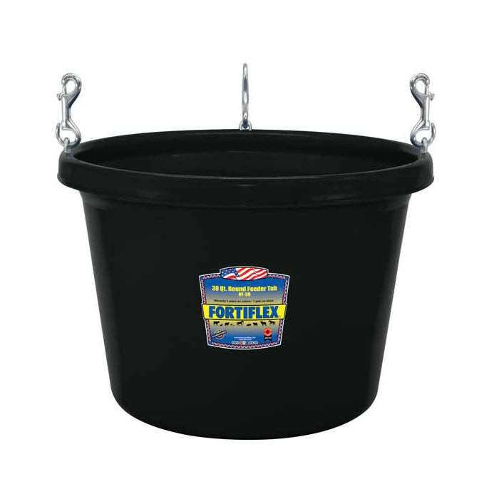 30 Quart Black Round Hanging Feeder Tub | U.S. Plastic Corp.