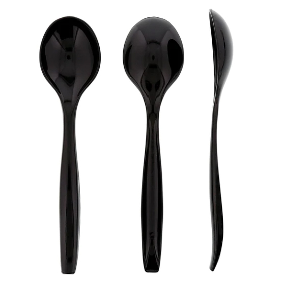 Black Polystyrene Disposable Serving Spoon - Case of 144 | U.S. Plastic ...