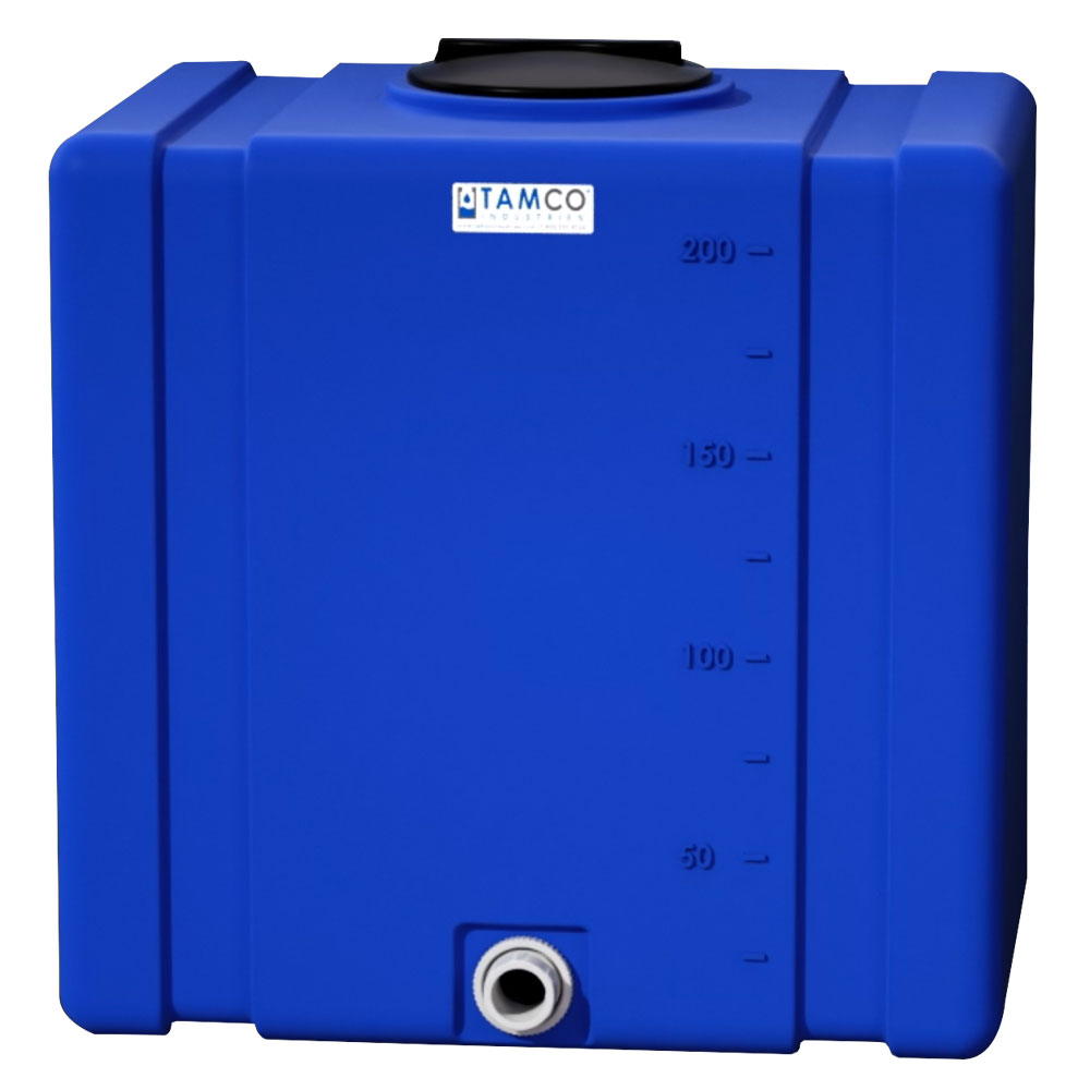 200 Gallon Blue Tamco® Bulk Utility Tank with 12" Gasketed Lid & 2 ...