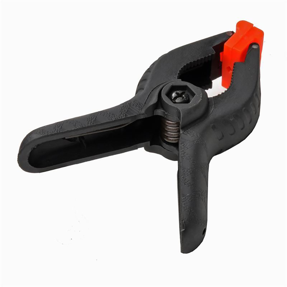 4-1/2" L Black Plastic Heavy-Duty Spring Clamp with Orange Swivel Pads ...