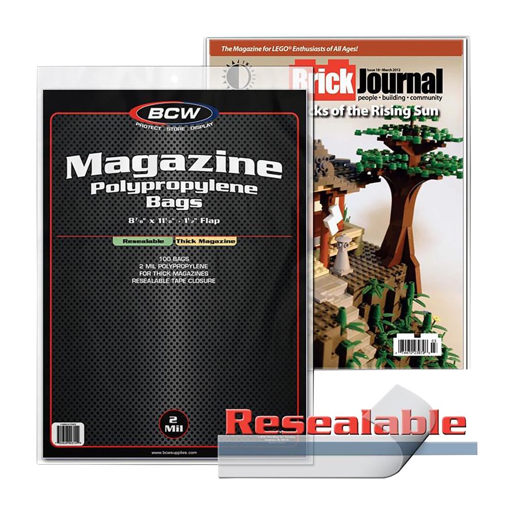 BCW® 8-7/8” Resealable Magazine Bag for Thick Magazines (Pack of 100 ...