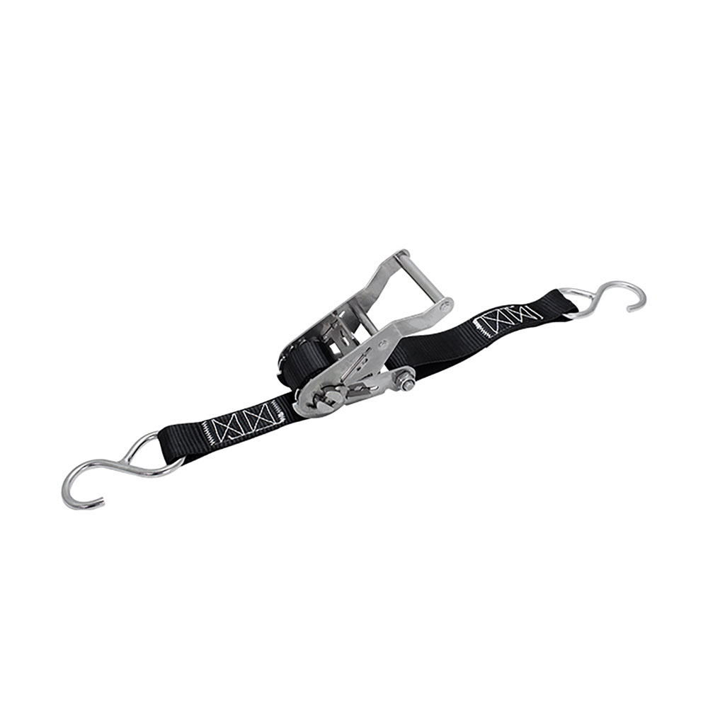 2" W x 16' L Black Nylon Marine-Grade Stainless Steel Wide Ratchet ...