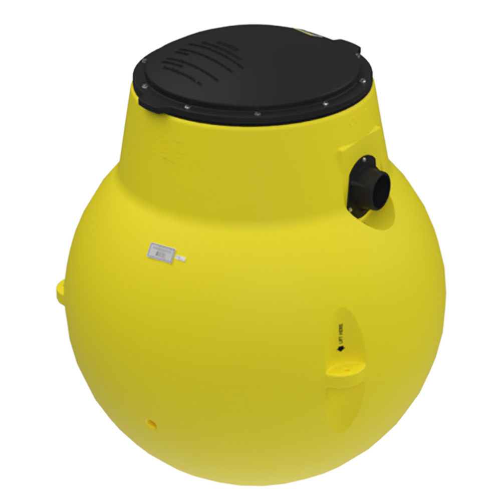 300 Gallon Yellow Round Septic Tank with 24" Locking Black Lid - 54 ...