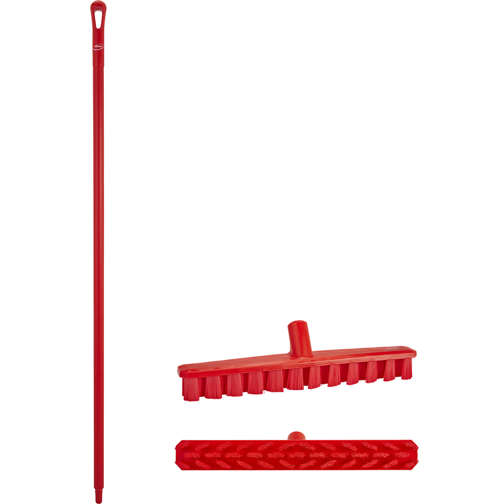 15.7" Red Polypropylene Vikan® UST Deck Scrub Brush with Stiff Bristles ...