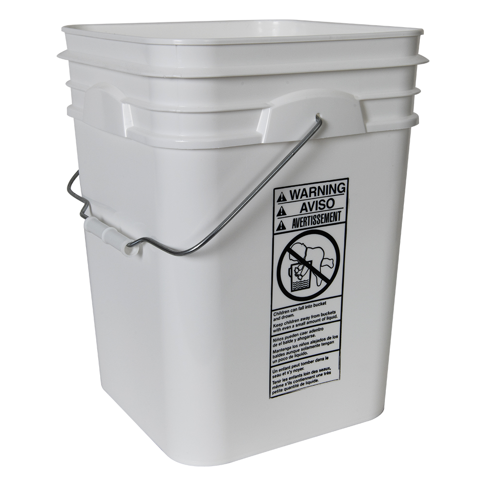 4 Gallon White HDPE Square Bucket (Lid Sold Separately) | U.S. Plastic ...