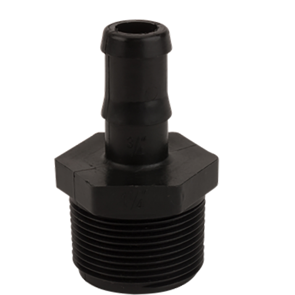 1-1/4" MNPT x 3/4" Hose Barb Banjo® Black Fiberglass-Reinforced ...