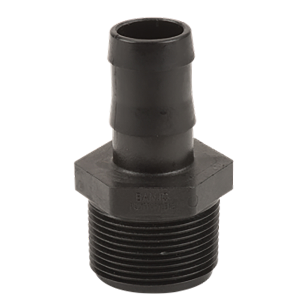 1-1/4" MNPT x 1" Hose Barb Banjo® Black Fiberglass-Reinforced ...