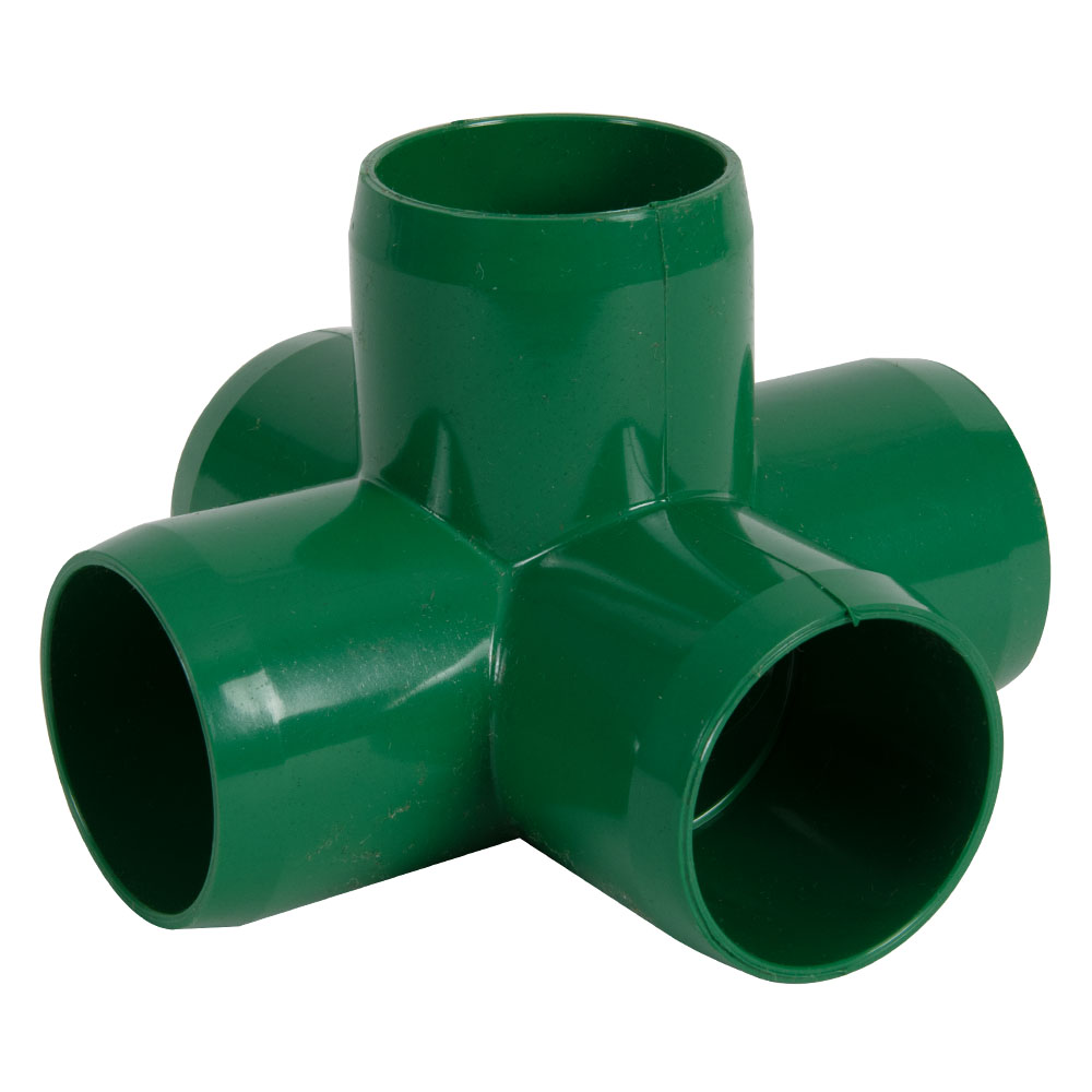 1-1/4" Schedule 40 Green PVC Furniture-Grade Socket 5-Way Cross | U.S ...