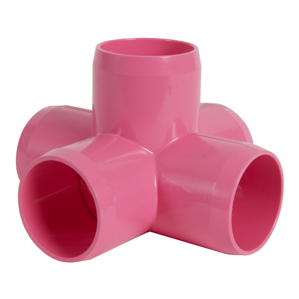1-1/4" Schedule 40 Pink PVC Furniture-Grade Socket 5-Way Cross | U.S ...