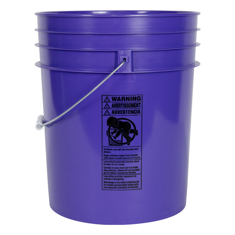 5 Gallon Purple HDPE Premium Round Bucket with Wire Bail Handle ...