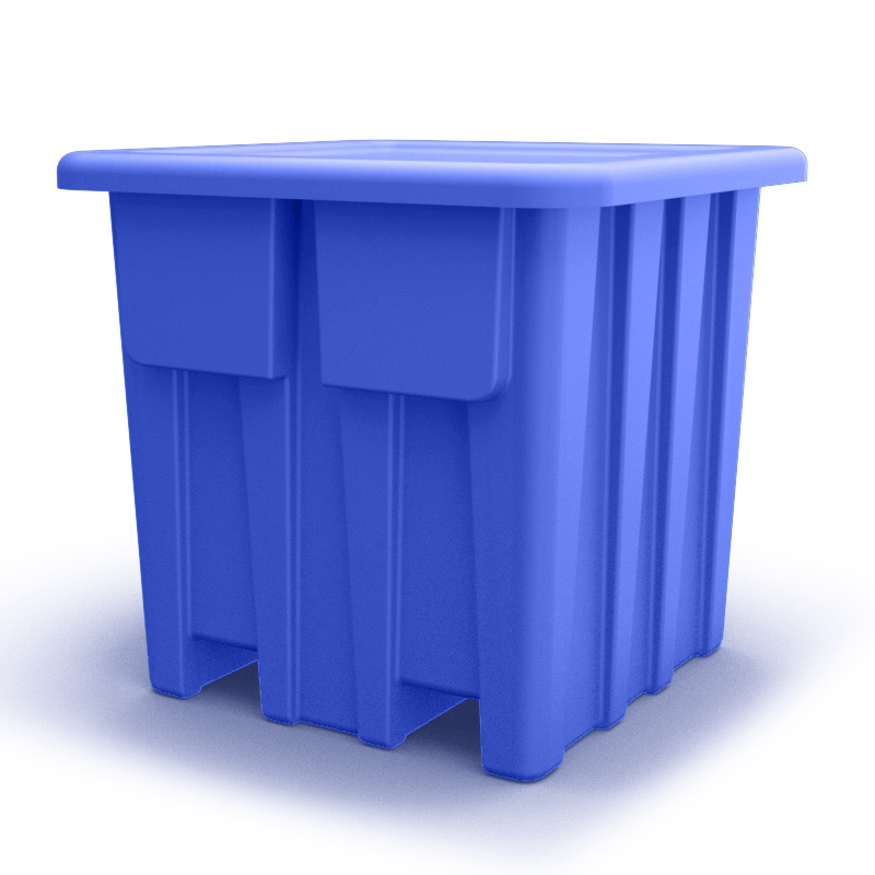 Royal Blue Meese Bulk Container with Lid (1500 lbs. Capacity) - 47" L x ...