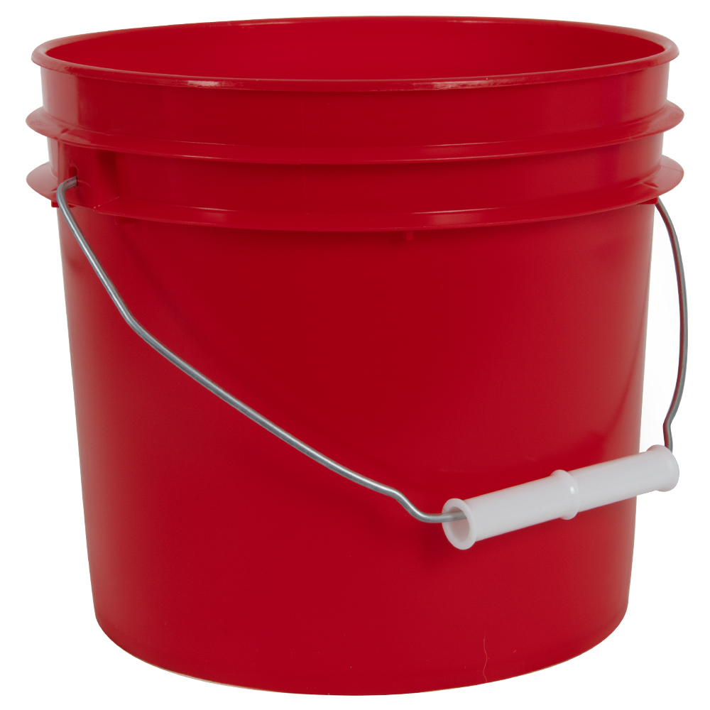 1 Gallon Red HDPE Economy Round Bucket with Wire Bail Handle (Lid sold ...