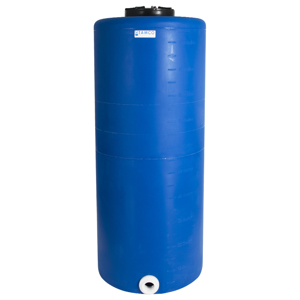 105 Gallon Tamco® Vertical Blue PE Tank with 12-1/2" Plain Lid & 2 ...