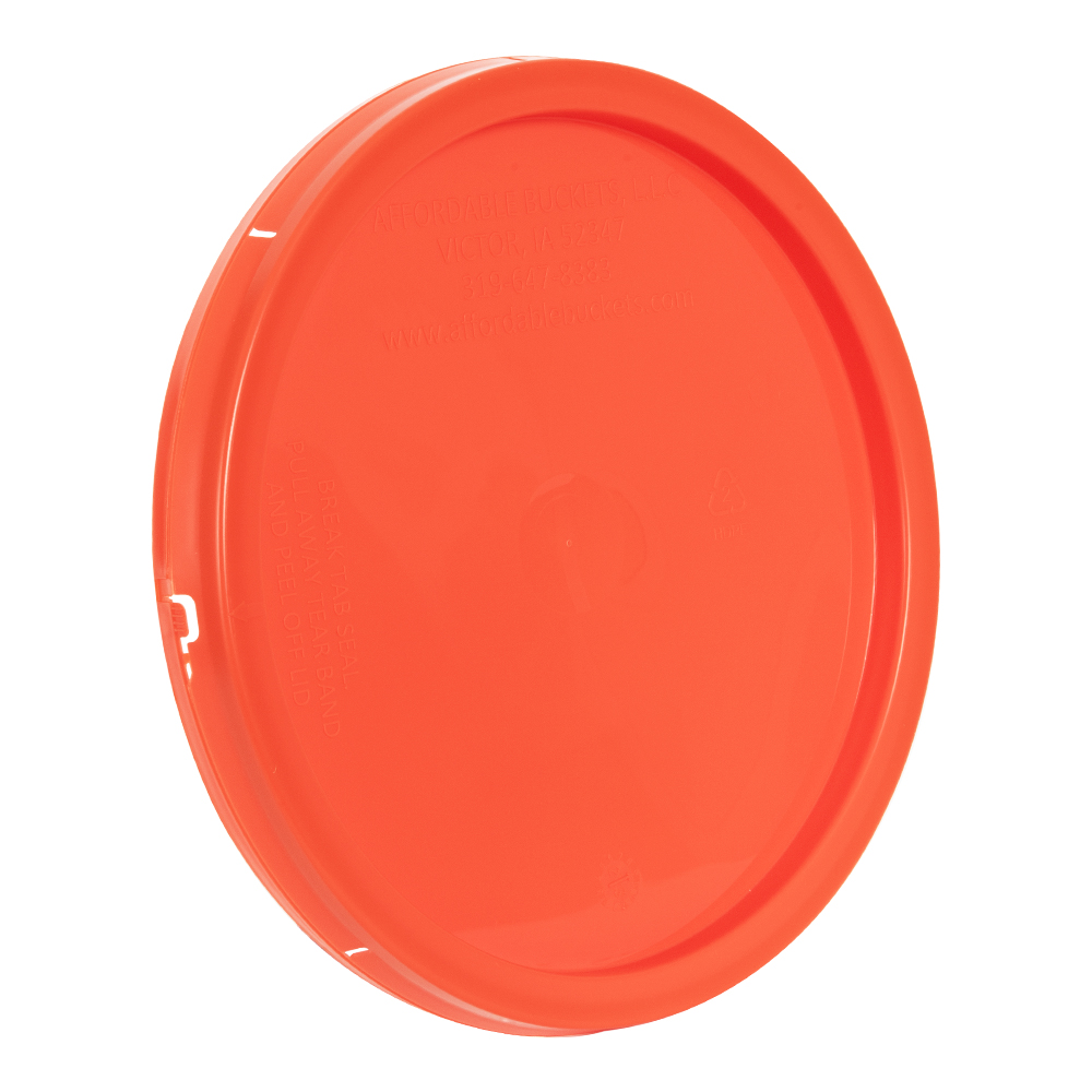 2 Gallon Orange HDPE Economy Round Bucket Lid with Tear Tab | U.S ...