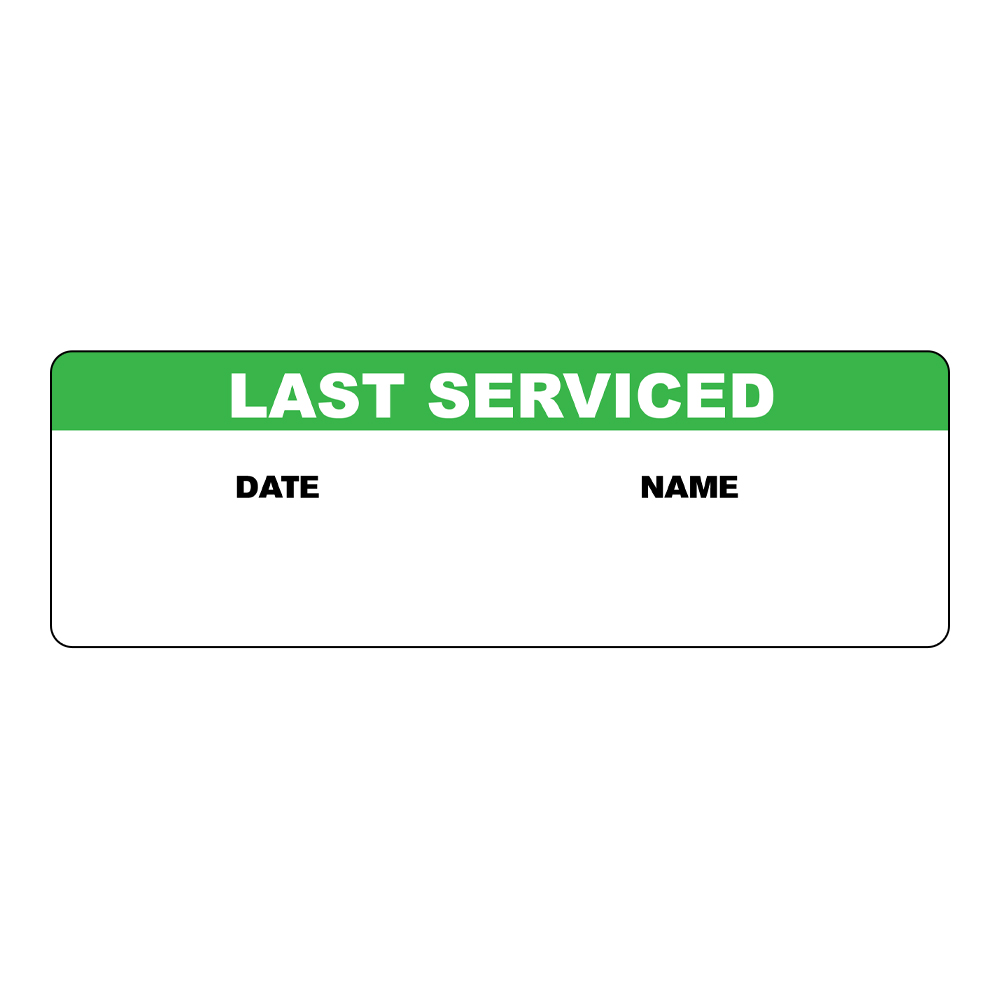 "Last Serviced" with "Date" & "Name" Blocks Rectangular Water-Resistant ...