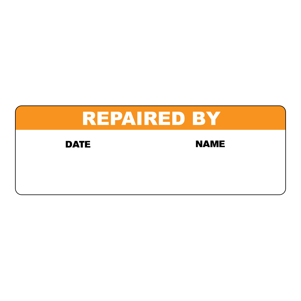 "Repaired By" with "Date" & "Name" Blocks Rectangular Water-Resistant ...