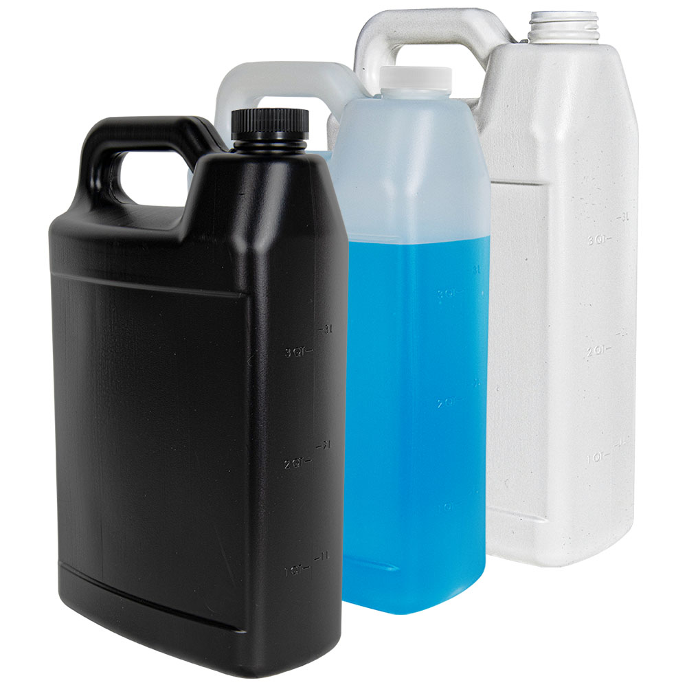 32 oz. Natural HDPE F-Style Jug with 33/400 White Ribbed CRC Cap with ...