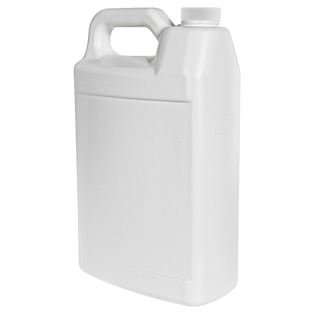 1 Gallon White HDPE F-Style Jug with 38/400 White Ribbed Cap with F217 ...