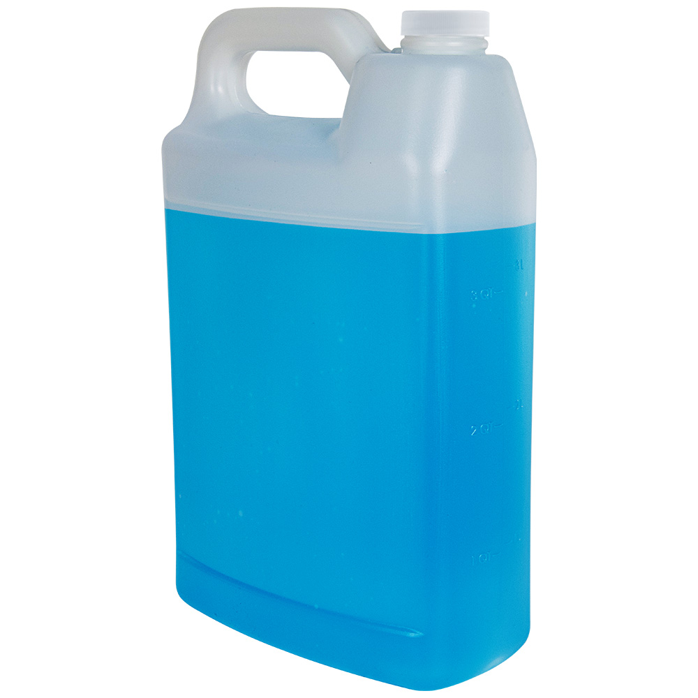 1 Gallon Natural HDPE F-Style Jug with 38/400 White Ribbed Cap with ...