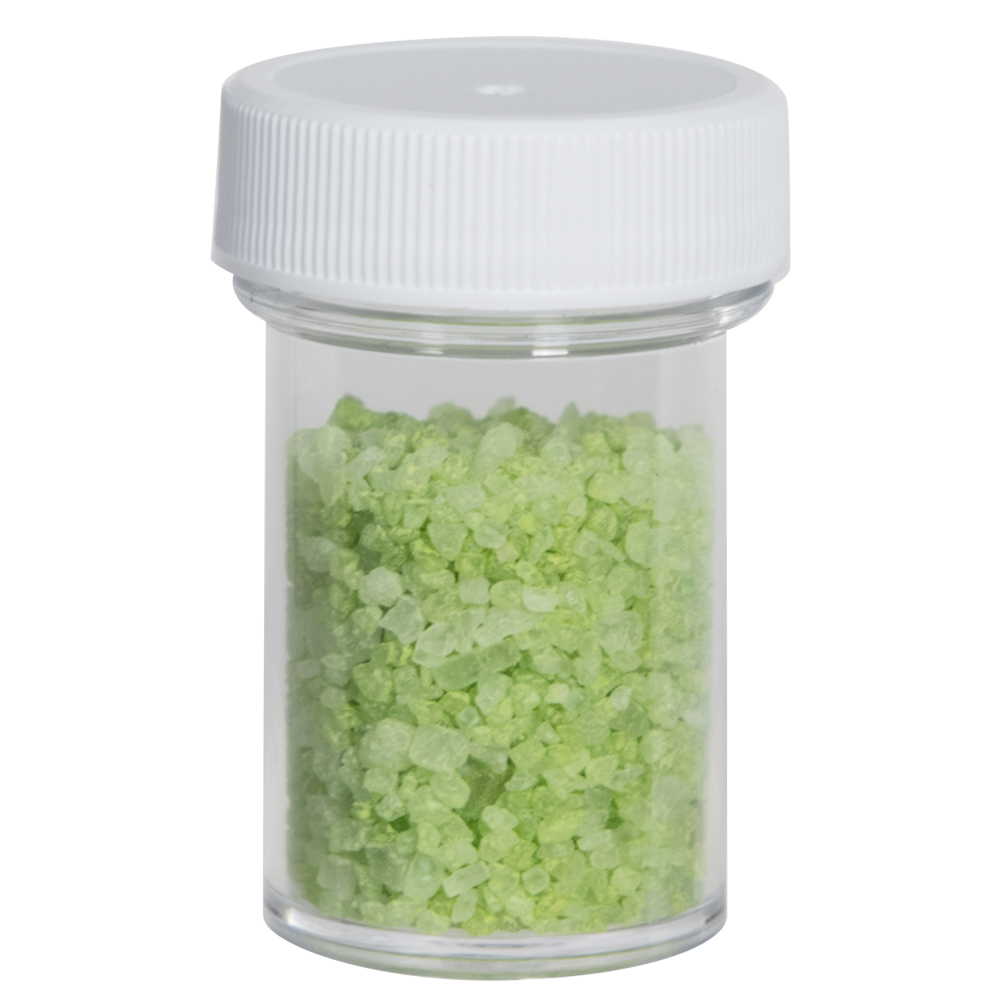 3/4 oz. Clear Polystyrene Straight-Sided Round Jar with 33/400 White ...