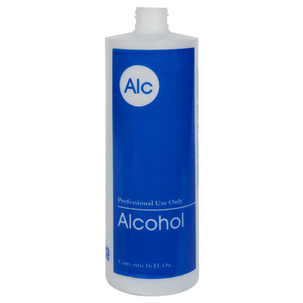 16 oz. Natural HDPE Cylinder Bottle with 24/410 Neck & Blue "Alcohol ...