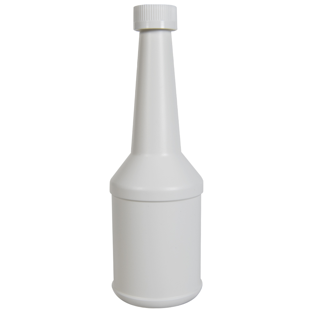 8 oz. White HDPE Additive Round Bottle with 22/400 White Polypropylene ...