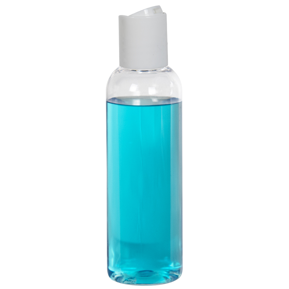 2 oz. Clear PET High Clarity Cosmo Round Bottle with 20/410 White ...
