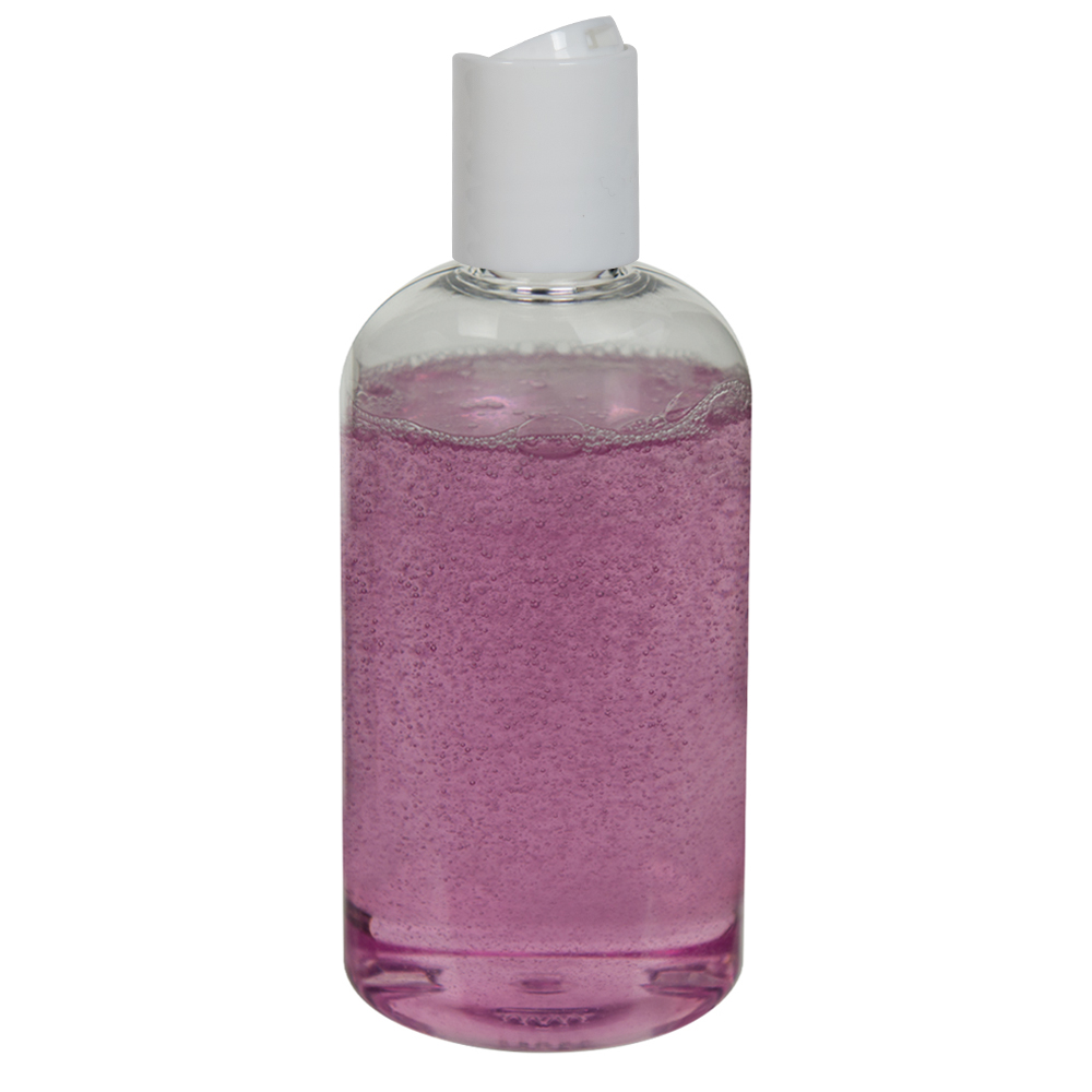 8 oz. Clear PET Squat Boston Round Bottle with 24/410 White ...