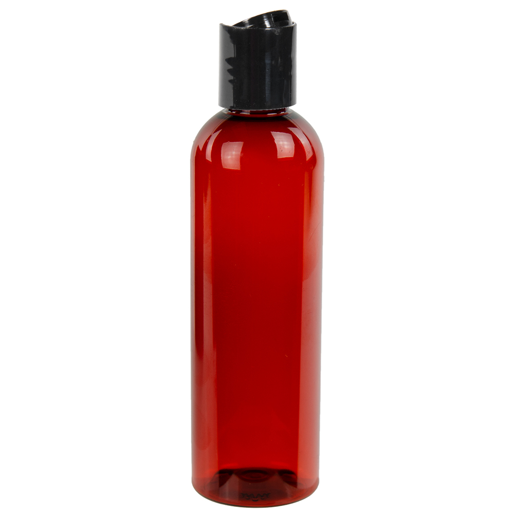 2 oz. Light Amber PET Cosmo Round Bottle with 20/410 Black ...