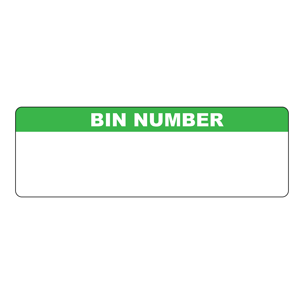 "Bin Number" with Write-On Block Rectangular Paper Write-On Label with ...