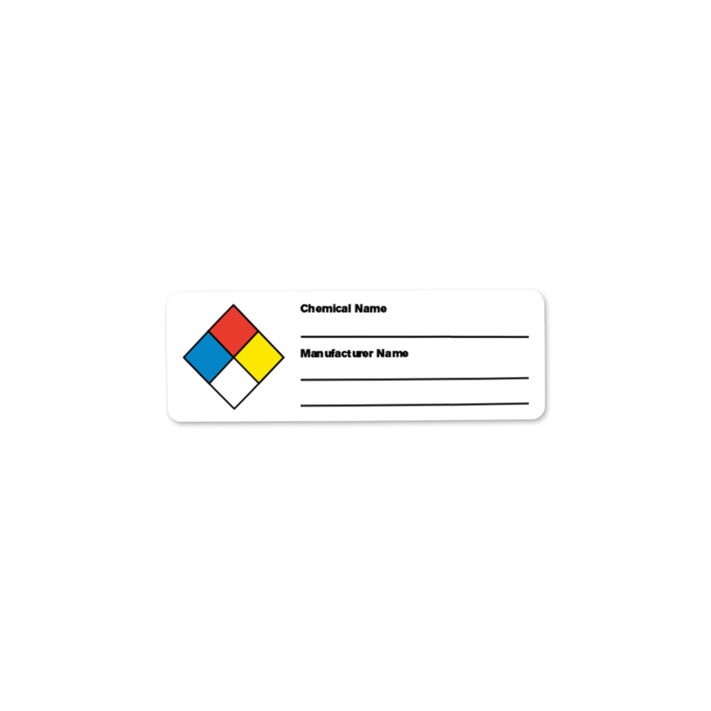 "Chemical Name & Manufacturer" Rectangular Paper Write-On Label - 3" x ...
