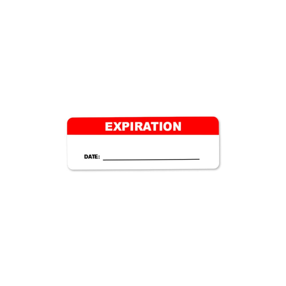"Expiration" with "Date" Line Rectangular Paper Write-On Label with Red ...