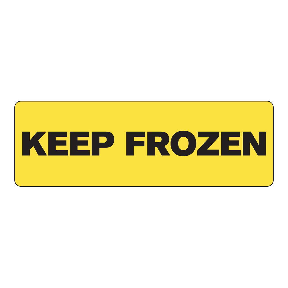 "Keep Frozen" Rectangular Paper Label with Yellow Background - 3" x 1 ...