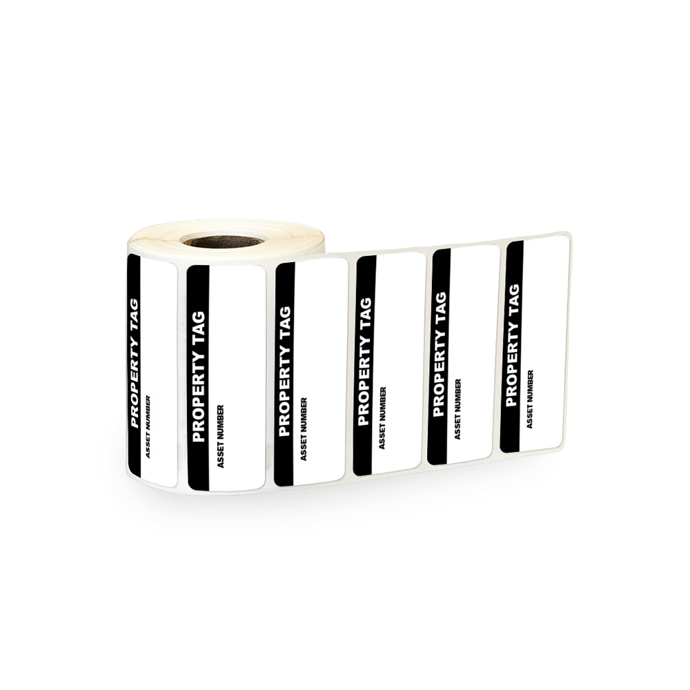 "Property Tag" with "Asset Number" Block Rectangular Paper Write-On ...