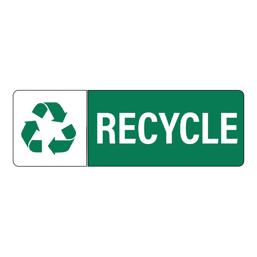 "Recycle" Rectangular Paper Label with Symbol & Green Background - 3" x ...