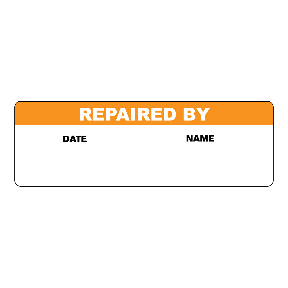 "Repaired By" with "Date" & "Name" Blocks Rectangular Paper Write-On ...