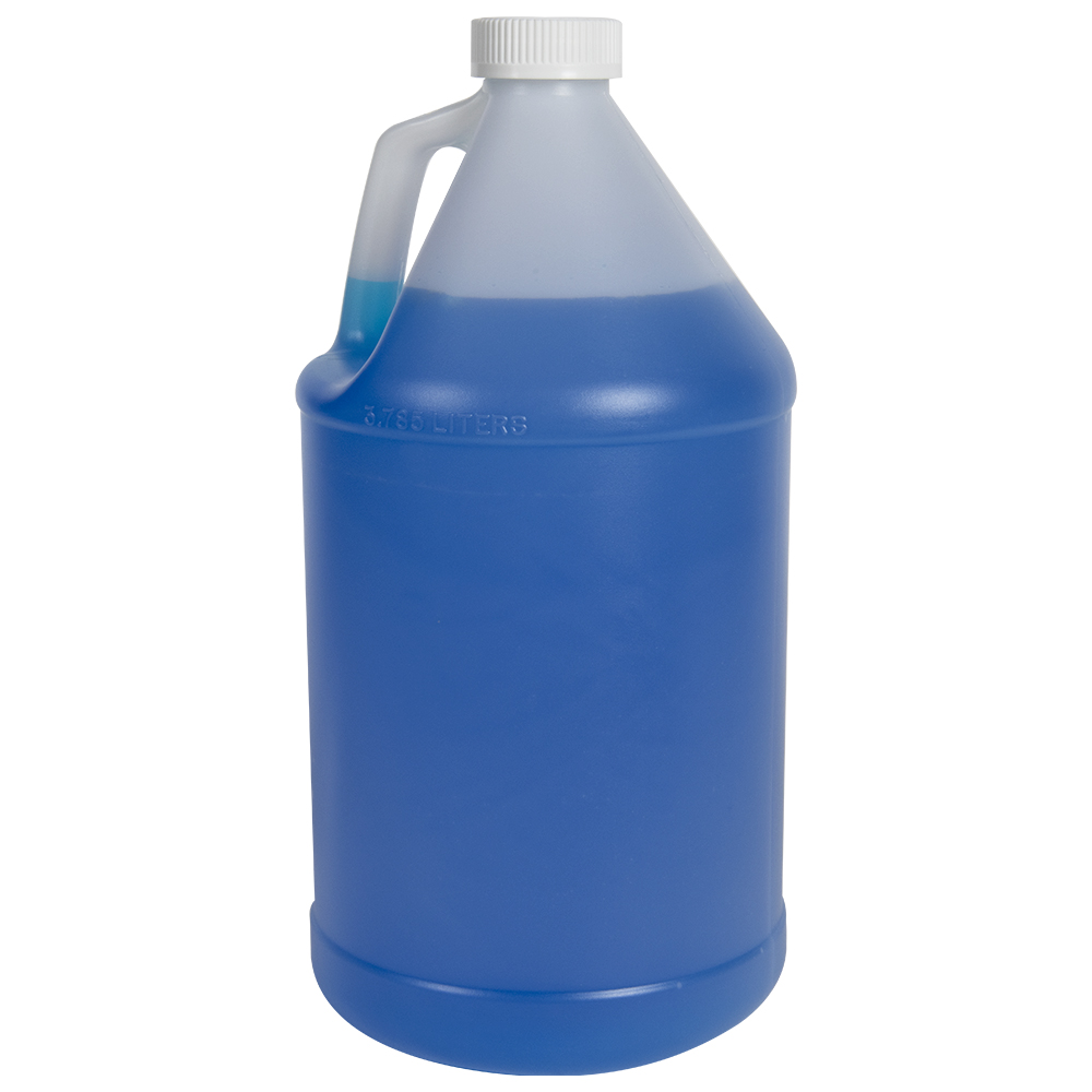 1 Gallon Natural HDPE Economy Round Jug with 38/400 White Ribbed CRC ...