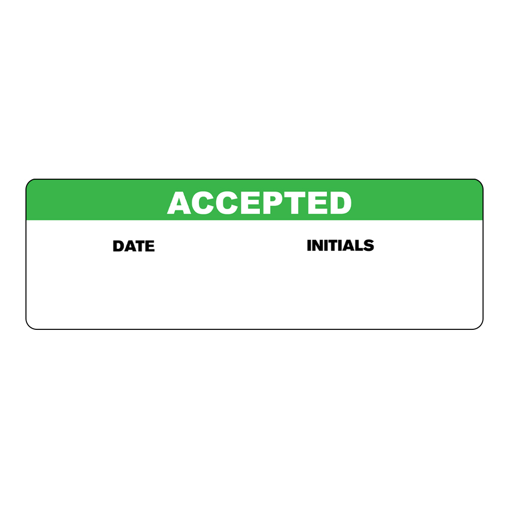 "Accepted" with "Date" & "Initials" Blocks Rectangular Paper Write-On ...