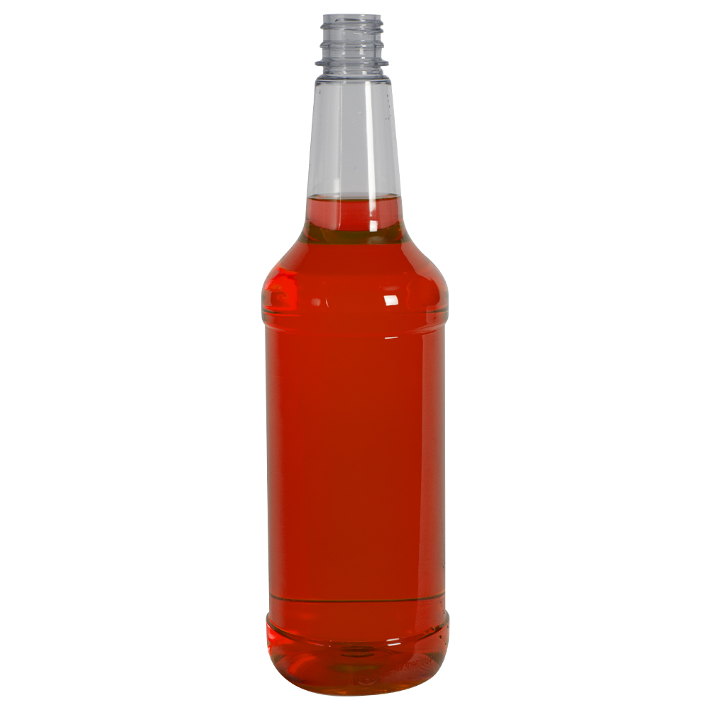 1 Liter Clear PET Round Beverage Bottle with 28mm KERR Neck (Cap Sold ...