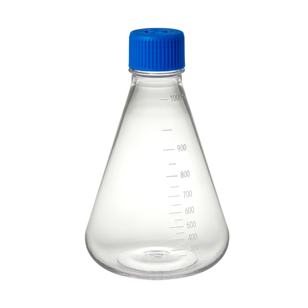 1000mL Sterile PETG Flat-bottom Shaker Flask with Polypropylene Vented ...